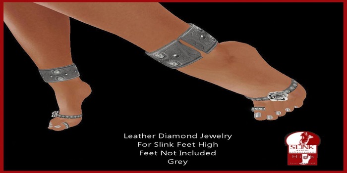 Second Life Marketplace - Grey Leather Diamond Slink Feet High Jewelry