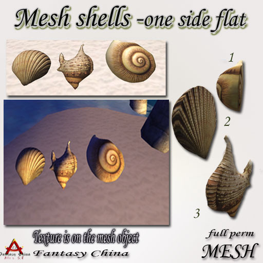 Second Life Marketplace - Fantasy China Mesh shells -one side flat full ...