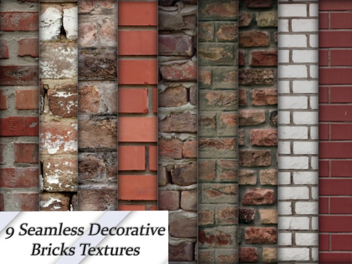 Second Life Marketplace - 9 FULL PERM Seamless Wall-Brick Textures