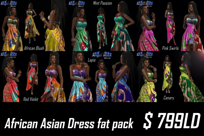 Second Life Marketplace - Angel Rock DRESS Afican Asian FAT PACK