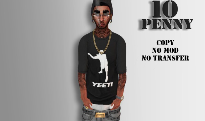 Second Life Marketplace - -10 Penny- Yeet Black Baseball Tee