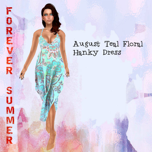 Second Life Marketplace - {FS} August Teal Floral Hanky Dress