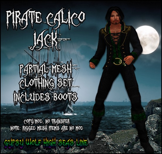 Second Life Marketplace - CLEARANCE - Pirate Calico Jack - Emerald