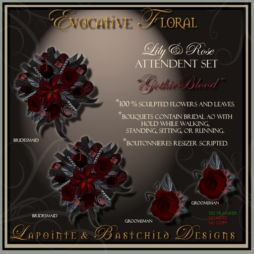 Second Life Marketplace - Wedding Flowers - Gothic Blood Lily & Rose ...