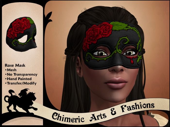 Second Life Marketplace - Rose Mask (Black)