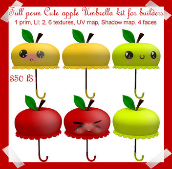 Second Life Marketplace - Full Perm MESH Cute Apple Umbrella kit for ...