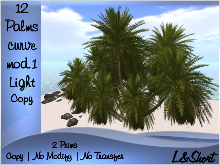 Second Life Marketplace - 12 Palms Trees Group Curve light foliage-2 ...
