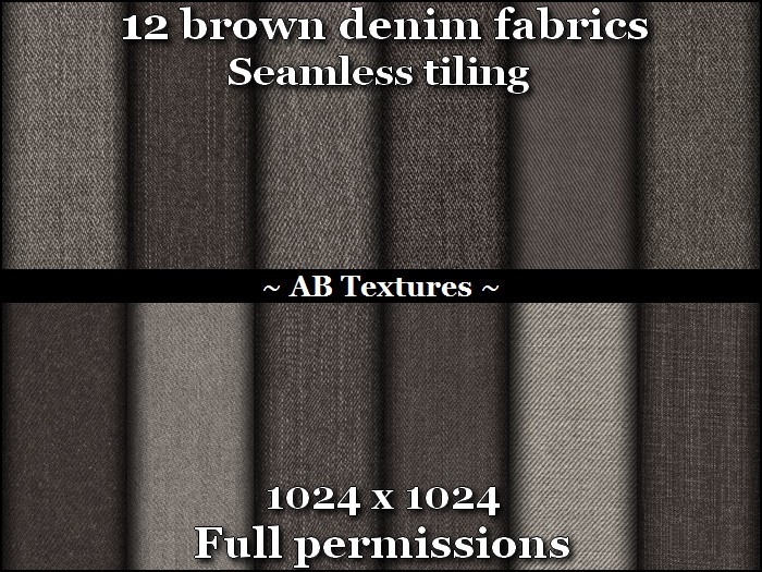 Second Life Marketplace - 12 brown denim fabrics 1024x1024 Seamless ...