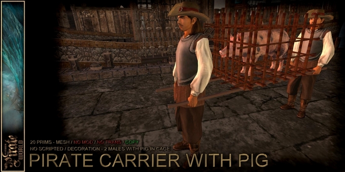 Second Life Marketplace - .:. PIRATE WORLD .:. Pirate Carrier - With Pig