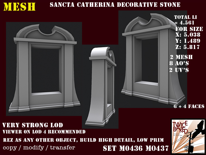 Second Life Marketplace - Gorgeous high decorative stone "window" M0436 M0437