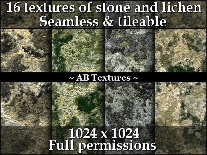 Second Life Marketplace - 16 textures of stone with lichen 1024x1024 ...
