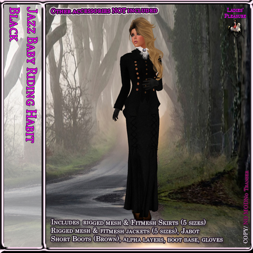 Second Life Marketplace - ~LP~ Jazzbaby Riding Habit BOXED Black