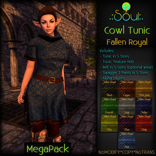 Second Life Marketplace - .:Soul:. Cowl Tunic - Female - FallenRoyal ...
