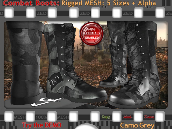 Second Life Marketplace - ZED MESH MATERIALS ENABLED: Rigged Camo Grey ...