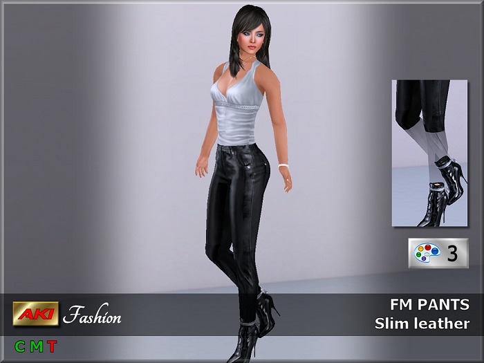 Second Life Marketplace - *AKI FM Pants slim leather DEMO