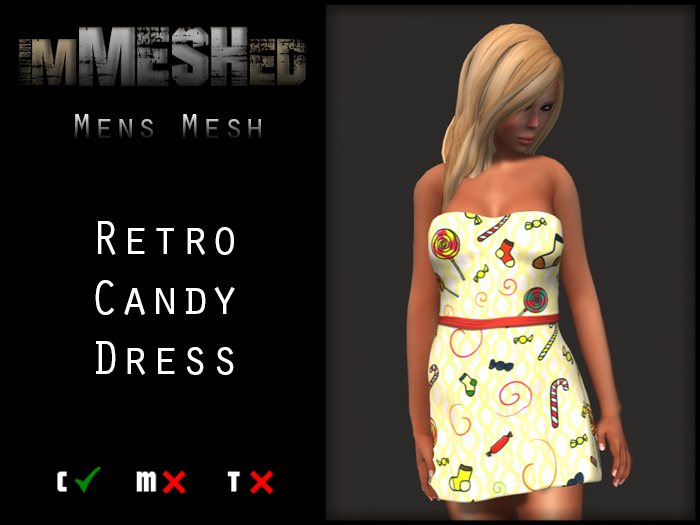 Second Life Marketplace - imMESHed - Retro Candy Dress (PROMO)