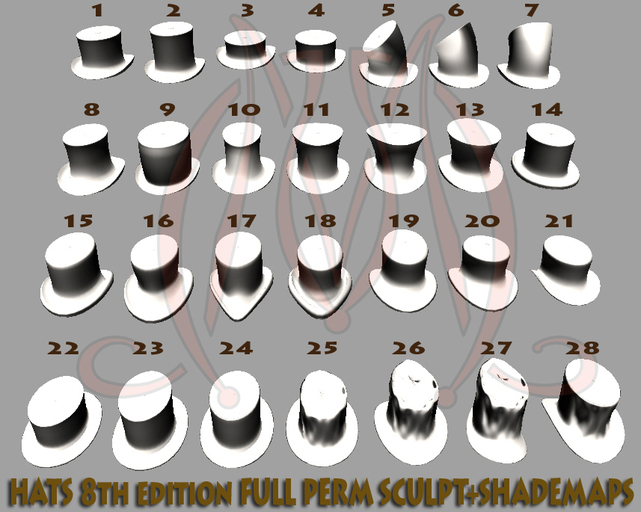Second Life Marketplace - Hats 8th edition FULL PERM SCULPT+SHADEMAPS ...