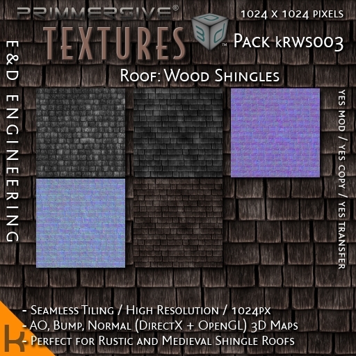 Second Life Marketplace - [kRWS003] 1024px Rustic Wood Roof Ambient ...