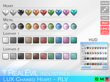 Second Life Marketplace - **RE** LUX Chained Heart Collar RLV * MESH ...